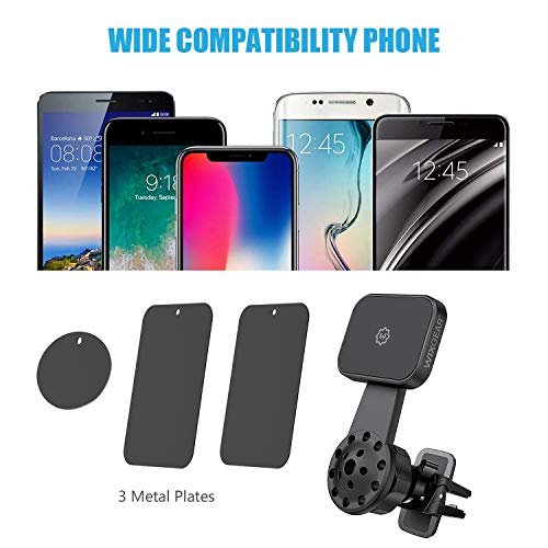 WixGear Universal Air Vent Twist Hole Magnetic Phone Holder for Car, for All Cell Phones with Fast Swift-Snap Technology, Will Not Block Air Vent Flow - for Vertical and Horizontal Vent