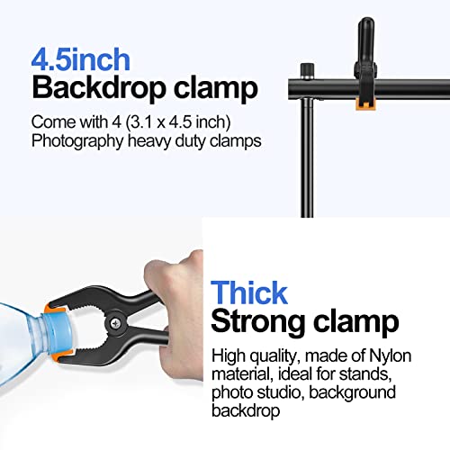 Qoolfoto Backdrop Stand 7x10 ft/2x3m, Adjustable Photography Background Stand for Party Decoration,Photo Video Studio with Clamp, Carry Bag