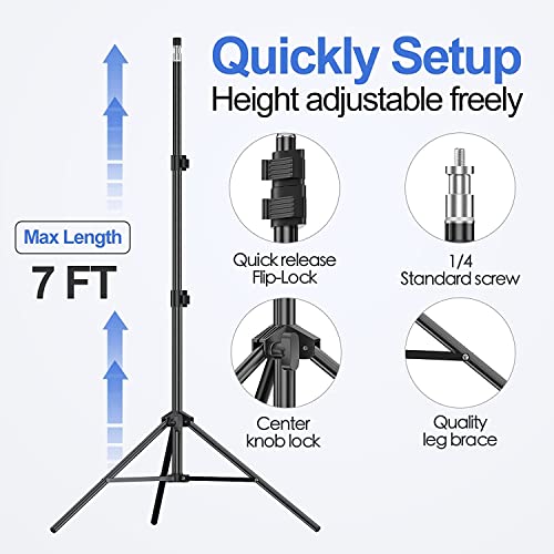 Qoolfoto Backdrop Stand 7x10 ft/2x3m, Adjustable Photography Background Stand for Party Decoration,Photo Video Studio with Clamp, Carry Bag