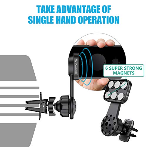 WixGear Universal Air Vent Twist Hole Magnetic Phone Holder for Car, for All Cell Phones with Fast Swift-Snap Technology, Will Not Block Air Vent Flow - for Vertical and Horizontal Vent