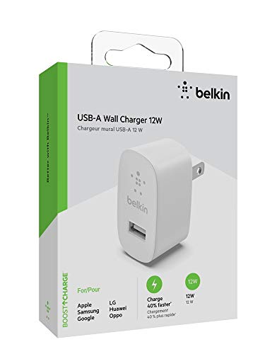 Belkin USB Charger 12W (USB Wall Charger for iPhone, iPad, AirPods, Samsung Galaxy, Google Pixel, More) iPhone Charger, Pixel Charger (WCA002dq)