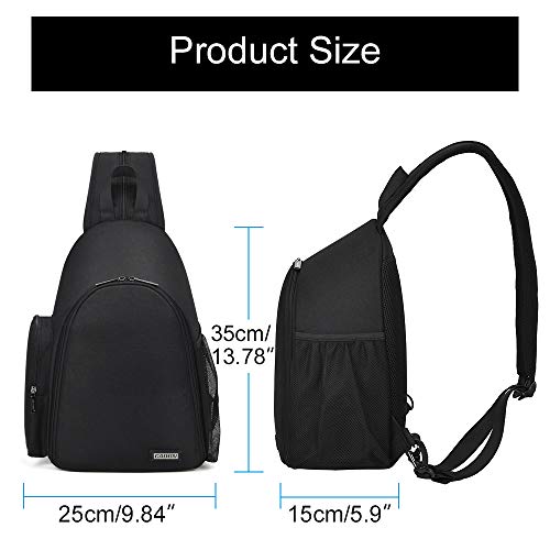CADeN Camera Bag Sling Backpack, Camera Case Backpack with Tripod Holder for DSLR/SLR Mirrorless Cameras (Canon Nikon Sony Pentax) Black
