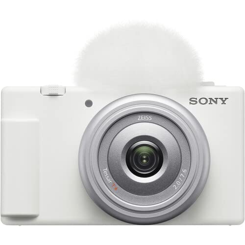 Sony ZV-1F Vlogging Camera (White) Bundle with Camera Pouch, Gadget Bag, Starter Kit & More, Black