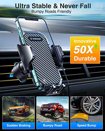 VANMASS [Latest Model] Car Phone Holder Mount, Dashboard Phone Holder Universal Powerful Suction Cup Mount, Dash Windshield Air Vent Truck Stand Compatible with All Phones Black