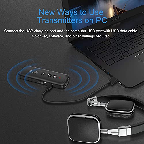 Bluetooth 5.0 Transmitter and Receiver, 3-in-1 Wireless Bluetooth Adapter,Bluetooth Audio Adapter with 3.5mm AUX Stereo Output for TV,PC,car, Headset,Headphone,Earbud Home Stereo System (black1)