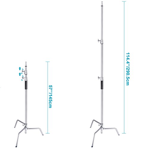 Neewer Stainless Steel Heavy Duty C-Stand, 5-10 feet/1.5-3 Meters Adjustable Photographic Sturdy Tripod for Reflectors, Softboxes, Monolights, Umbrellas