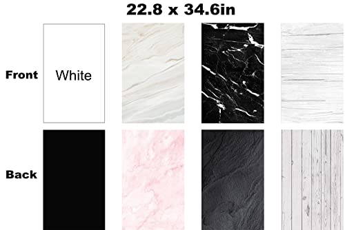 8PCS Products Photography Props with Stand Flat Pack Double-Sided Cement Wood Marble Backdrops for Food Photography or Product Photography
