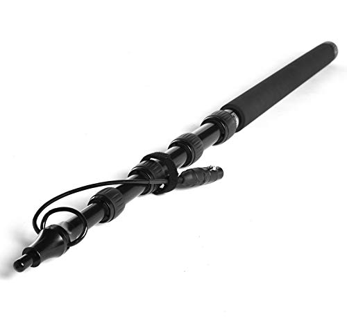 LyxPro Portable Mic Boom Pole Arm 5 Section Stretchable Padded Handheld Telescopic Aluminum Adjustable With Built In Internal XLR Cable Shotgun Zoom Microphones, Fish Pole extends 2.4’ - 9.25’ MPL-20