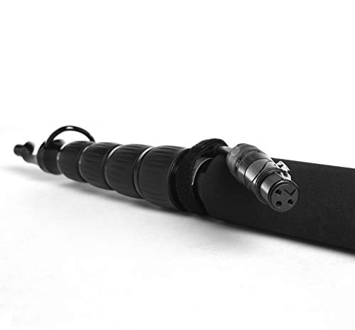 LyxPro Portable Mic Boom Pole Arm 5 Section Stretchable Padded Handheld Telescopic Aluminum Adjustable With Built In Internal XLR Cable Shotgun Zoom Microphones, Fish Pole extends 2.4’ - 9.25’ MPL-20