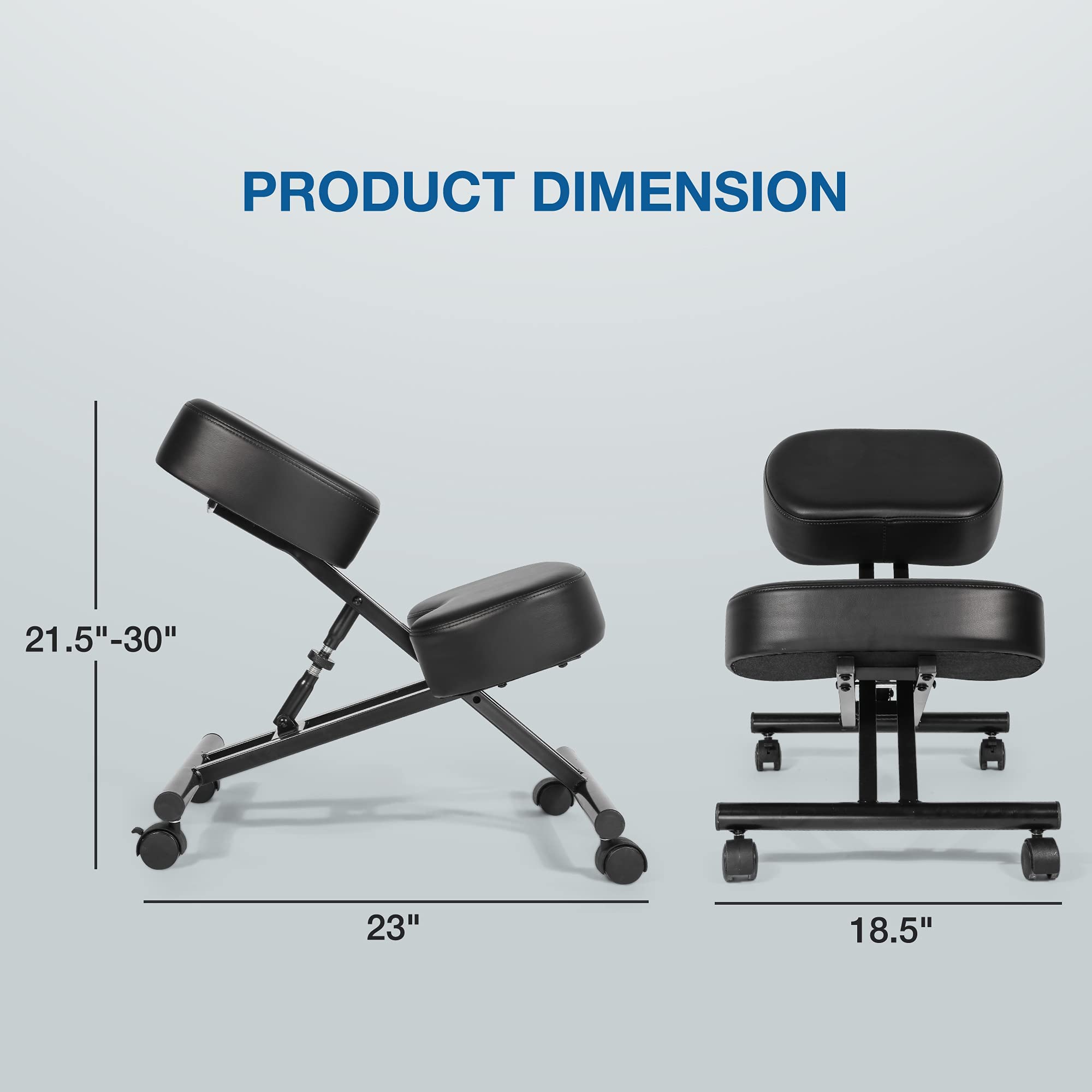 Ergonomic Kneeling Chair with Wheels, Adjustable Stool for Home&Office, w/4β Thickened Cushion and Adjustable Height, Build Healthy Back & Upright Posture