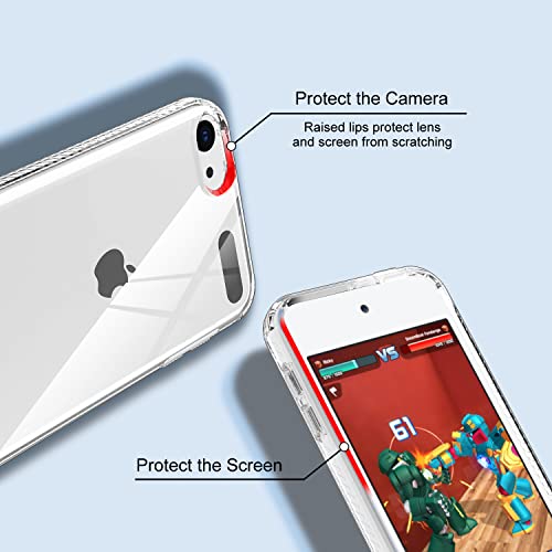 ANNSD for iPod Touch 7th Generation Case, iPod Touch 6th / 5th Case,Slim Flexible TPU Cover Hybrid Impact Full Body Protective Case Cover for Apple iPod Touch 7th/6th/5th Case for Kid (Clear)