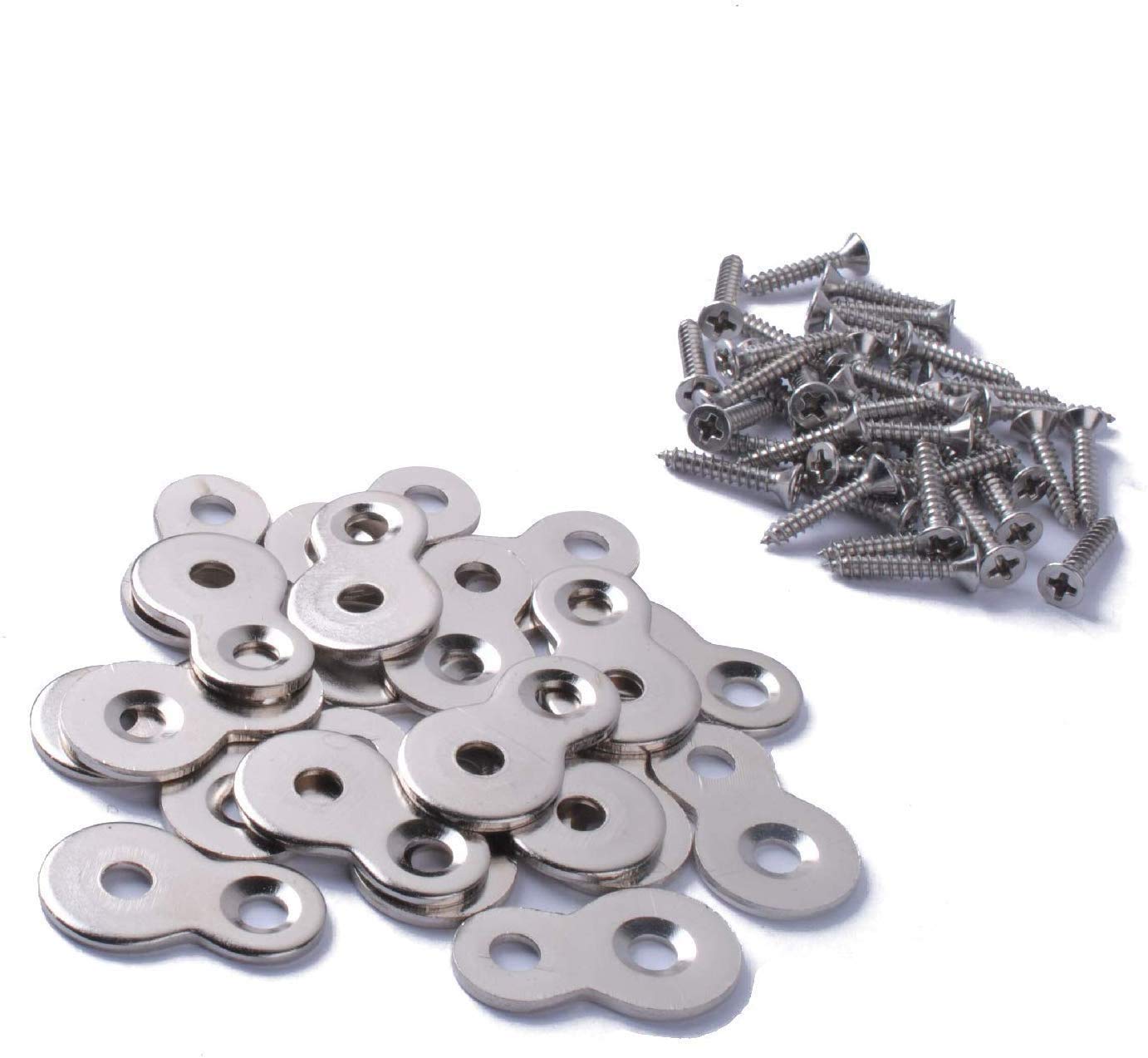 (Pack of 40) Figure 8 Table Top Fasteners with Screws, Heavy Duty 12 Gauge Steel, Table Top Connector, Desk Top Fasteners Clip