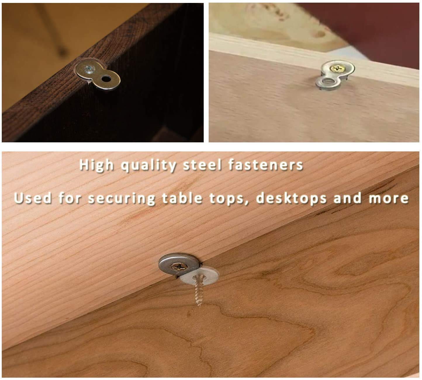 (Pack of 40) Figure 8 Table Top Fasteners with Screws, Heavy Duty 12 Gauge Steel, Table Top Connector, Desk Top Fasteners Clip