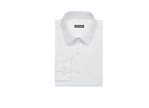 Van Heusen Men's Dress Shirt Regular Fit Poplin Solid, White, 17" Neck 36"-37" Sleeve