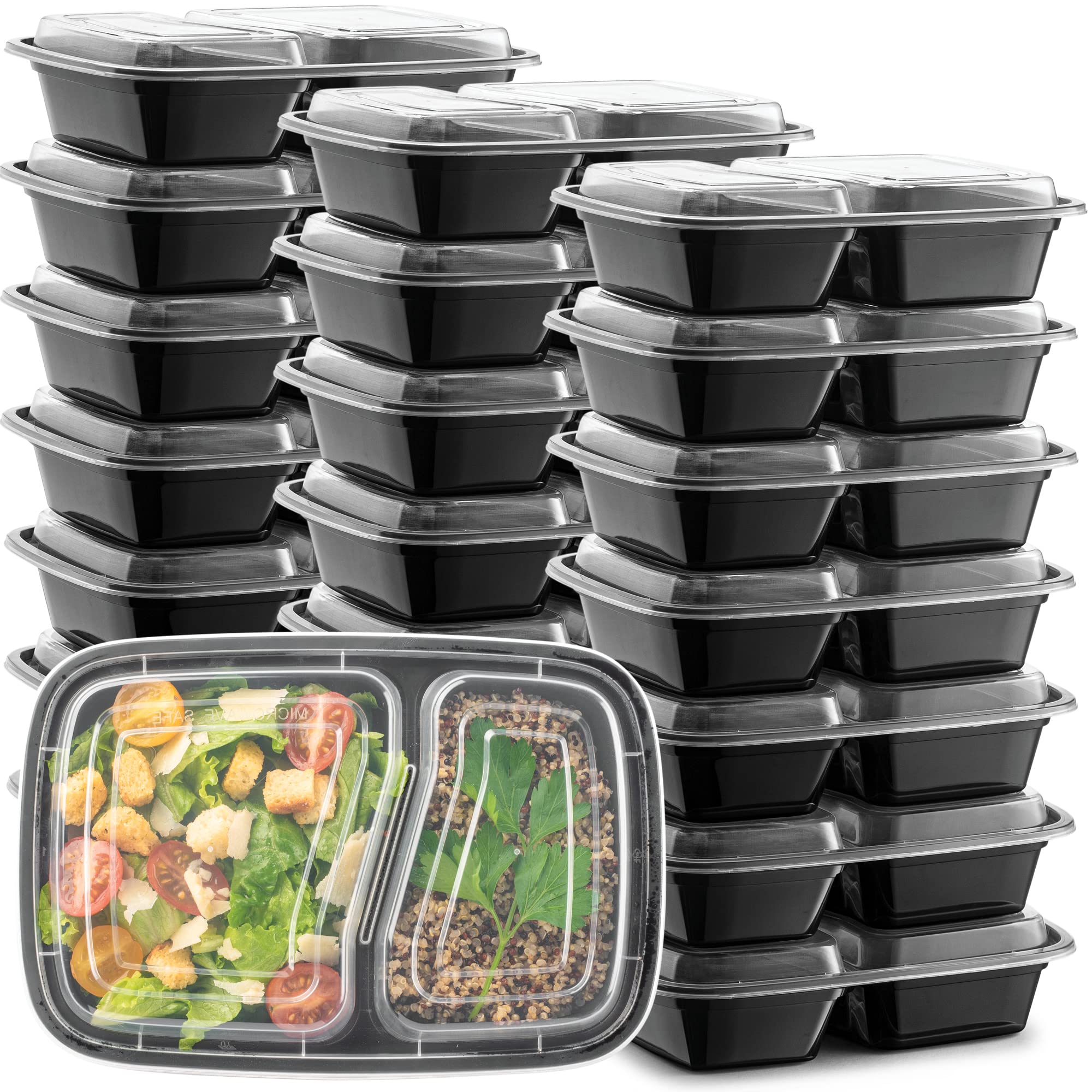 15-Pack Tiny Meal Prep Plastic Microwavable Food Containers meal prepping & Lids."12 OZ." Black Rectangular Reusable Storage Lunch Boxes -BPA-free Food Grade- Freezer Dishwasher Safe -PREMIUM QUALITY