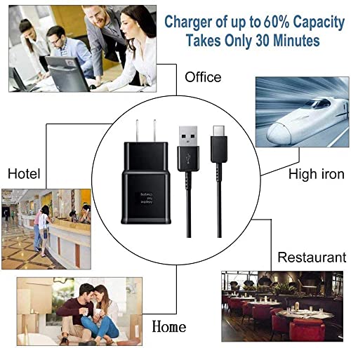 Samsung Adaptive Fast Charger Kit,LaoFas Quick Charge USB Wall Charger for Samsung Galaxy S10/S9/S8/S8 Plus/Note8/9(2 Type-C Cables + 2 Wall Charger)Charge up to 50% Faster (Black)