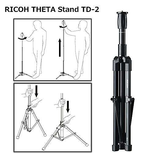 RICOH Theta Stand TD-2 : Compatible with All RICOH Theta Models in The Series, Dimensions: Maximum Extension: 150cm / Folded up Length: 45.7cm / Weight: 463g