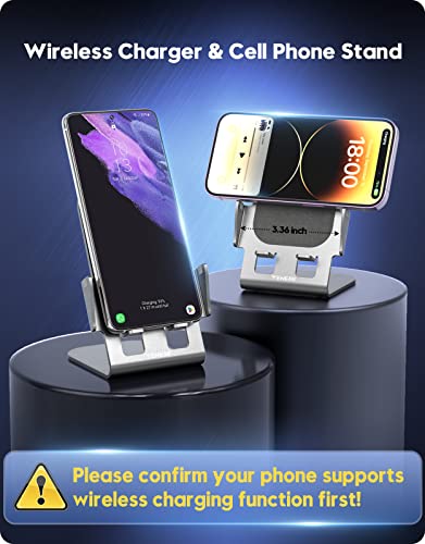 Wireless Charger, 15W Fast Wireless Charging, Ultra-Thin Aluminum Alloy Cell Phone Stand, Compatible with iPhone 14/13/12/11/X/8 Series, Samsung, Motorola, Huawei, OnePlus, Pixel, Qi Certified Device