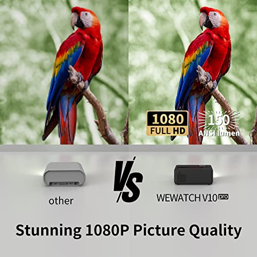 WEWATCH Native 1080P Mini Projector, 13500 Lumens Portable WiFi Bluetooth Projector, with 12 inch Tripod Stand, with 100 Inch Projector Screen, Movie Projector for Home Outdoor