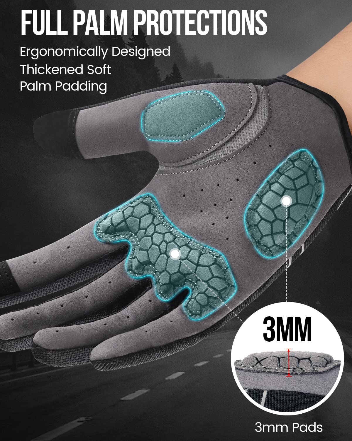 Tanluhu Mountain Bike Gloves - Full Finger Touch Screen, Anti-Slip, Shock-Absorbing for Men & Women (Red)