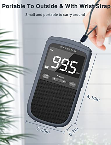 AM FM Walkman Radio:900mAh Rechargeable Portable Transistor Pocket Radio with Best Reception Digital Tuning, LCD Screen,Stereo Earphone Jack, Sleep Timer and Alarm Clock for Jogging,Walking