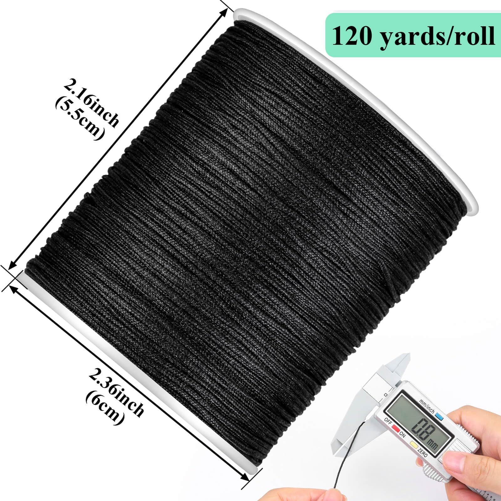 Black Nylon String, Anezus 0.8mm Nylon Thread Chinese Knotting Cord Tarred Twine Outdoor String for Braided Bracelets, Beading, Necklaces, Macrame Craft, Wind Chime, Blinds, Jewelry Making