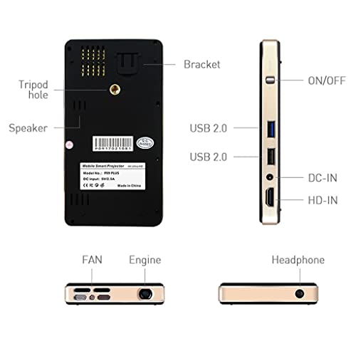 CXDTBH Projector Mini Android 9.0 4000mAh Battery,Support 4K Miracast Airplay Mobile Projector Video Beamer ( Color : D )
