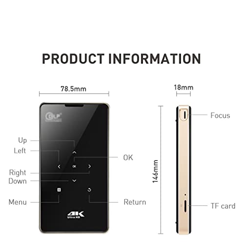CXDTBH Projector Mini Android 9.0 4000mAh Battery,Support 4K Miracast Airplay Mobile Projector Video Beamer ( Color : D )
