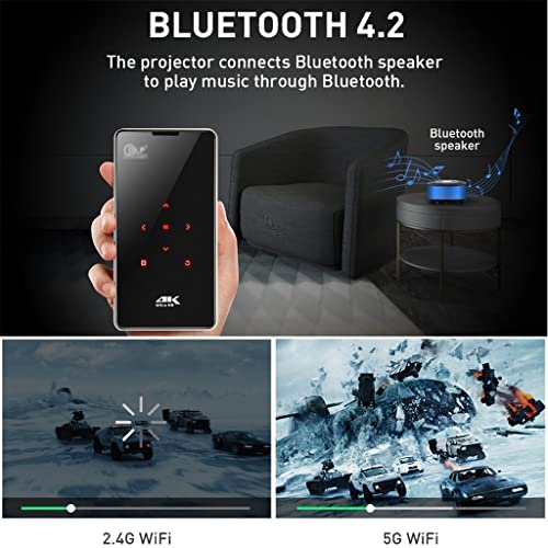 CXDTBH Projector Mini Android 9.0 4000mAh Battery,Support 4K Miracast Airplay Mobile Projector Video Beamer ( Color : D )