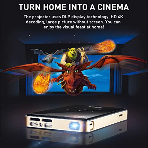 CXDTBH Projector Mini Android 9.0 4000mAh Battery,Support 4K Miracast Airplay Mobile Projector Video Beamer ( Color : D )
