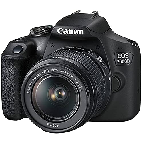 Canon EOS 2000D / Rebel T7 DSLR Camera with EF-S 18-55mm Zoom Lens + SanDisk 128GB Memory Card + Tripod + Case + Wideangle Lenses + ZeeTech Accessory Bundle (20pc Bundle) (Renewed)