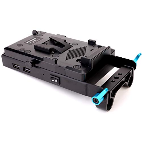 KOCACKOO V-Mount Lock Battery Plate Power Supply Splitter Adapter with 15mm Rod Clamp + BMPCC 4K and 6K Locking DC Cable for Blackmagic Pocket Cinema Camera 4K/6K.