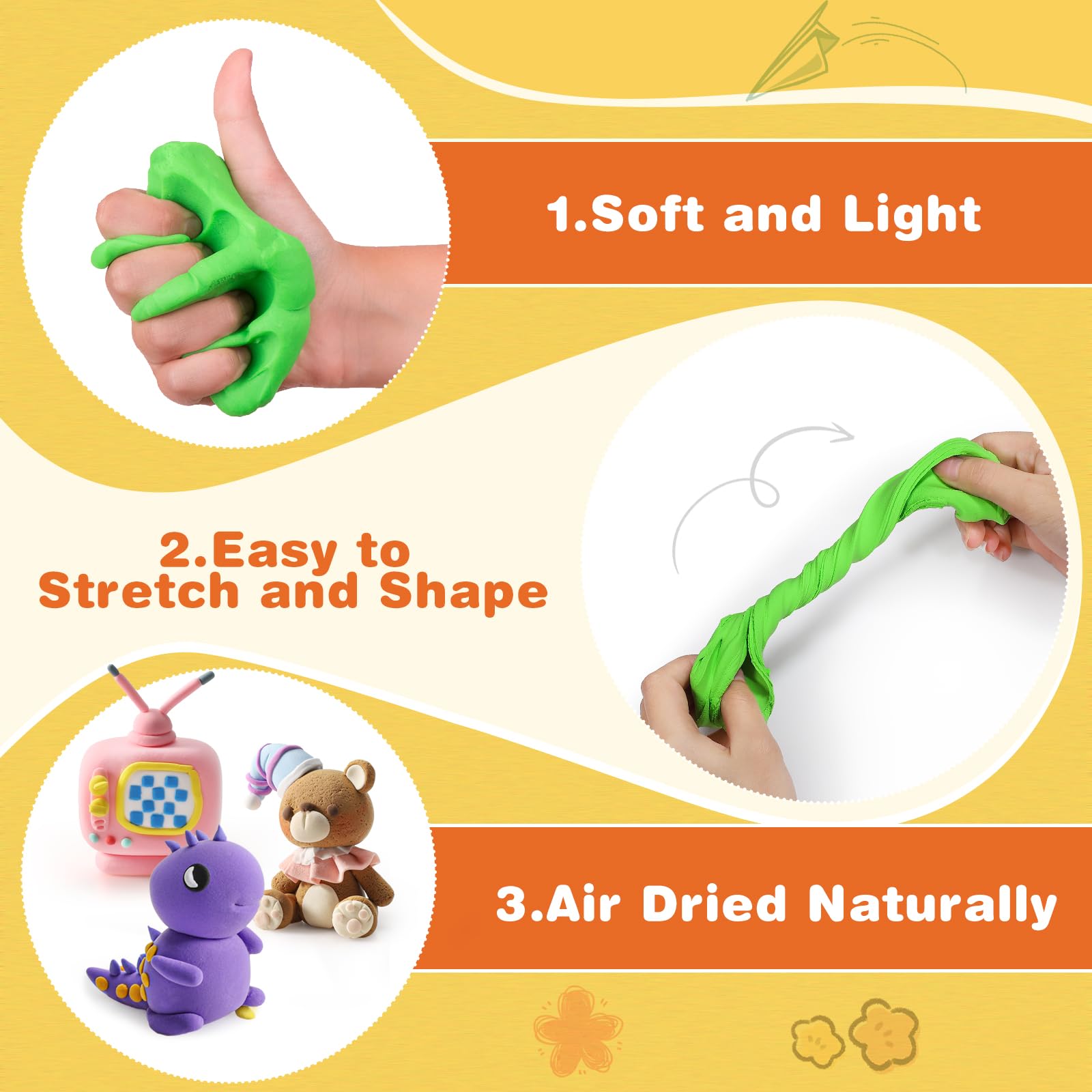 Modeling Clay Kit - 50 Colors Air Dry Ultra Light Magic Clay, Safe and Nontoxic, Great Gift for Kids Age 3-12 Year Old