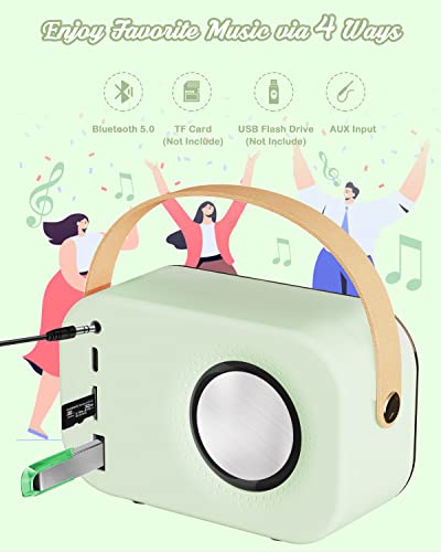 Greadio Retro Bluetooth Speaker, Vintage Speaker with Cute Old Fashion Style, Good Sound, Bluetooth 5.0, TF Card, AUX Input, USB Drive MP3 Player for Home,Outdoor,Travel,Party,Gift (Green)