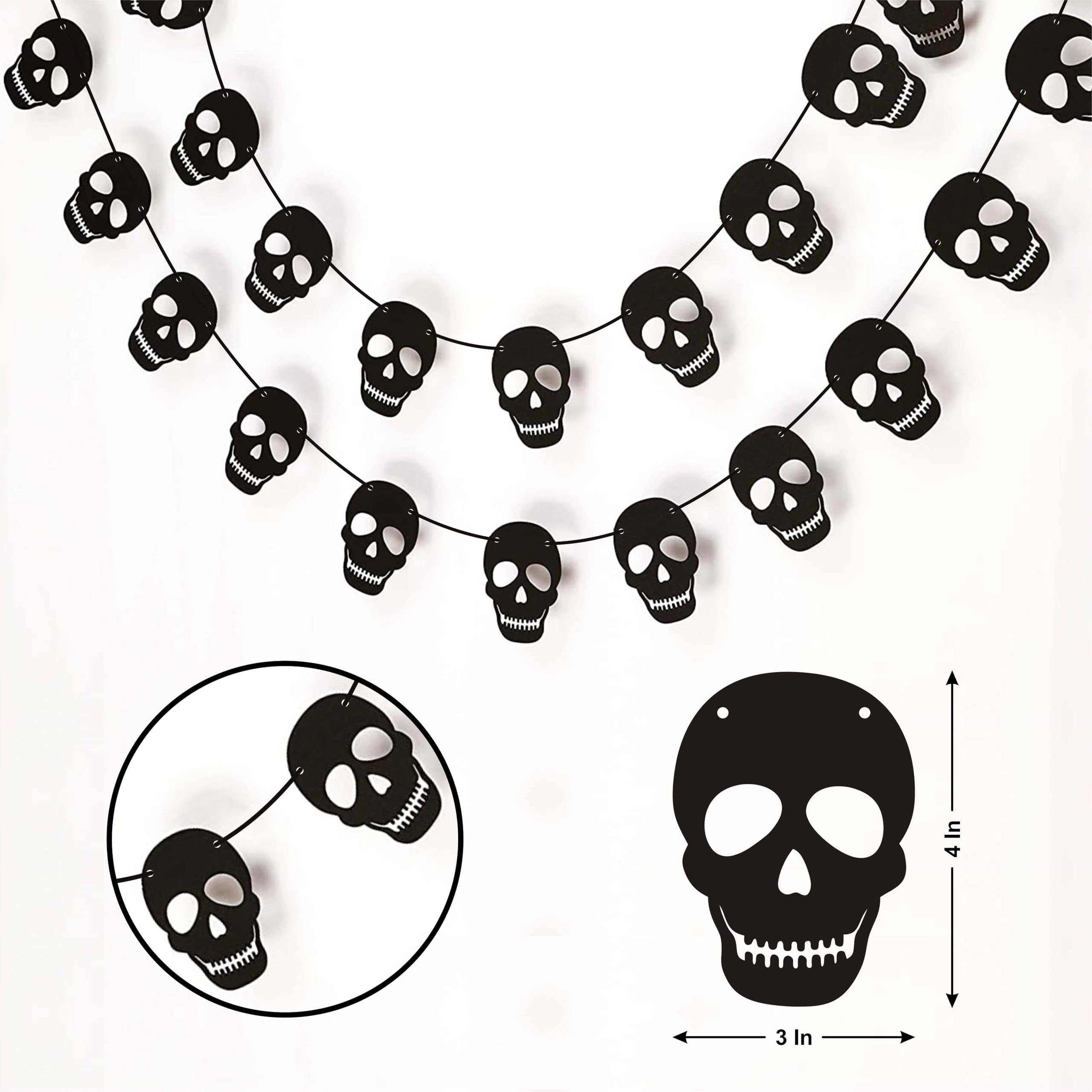 Seyal® Black Skull Garland - Birthday Decorations,Party Decorations,Party décor,Creative Decoration