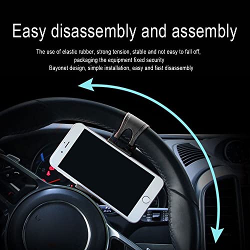 Car Steering Wheel Phone Mount, Portable Steering Wheel Phone Holder Mount Clip, Steering Wheel Smartphone Mount, Phone Holder Universal for Most Phones (Black)