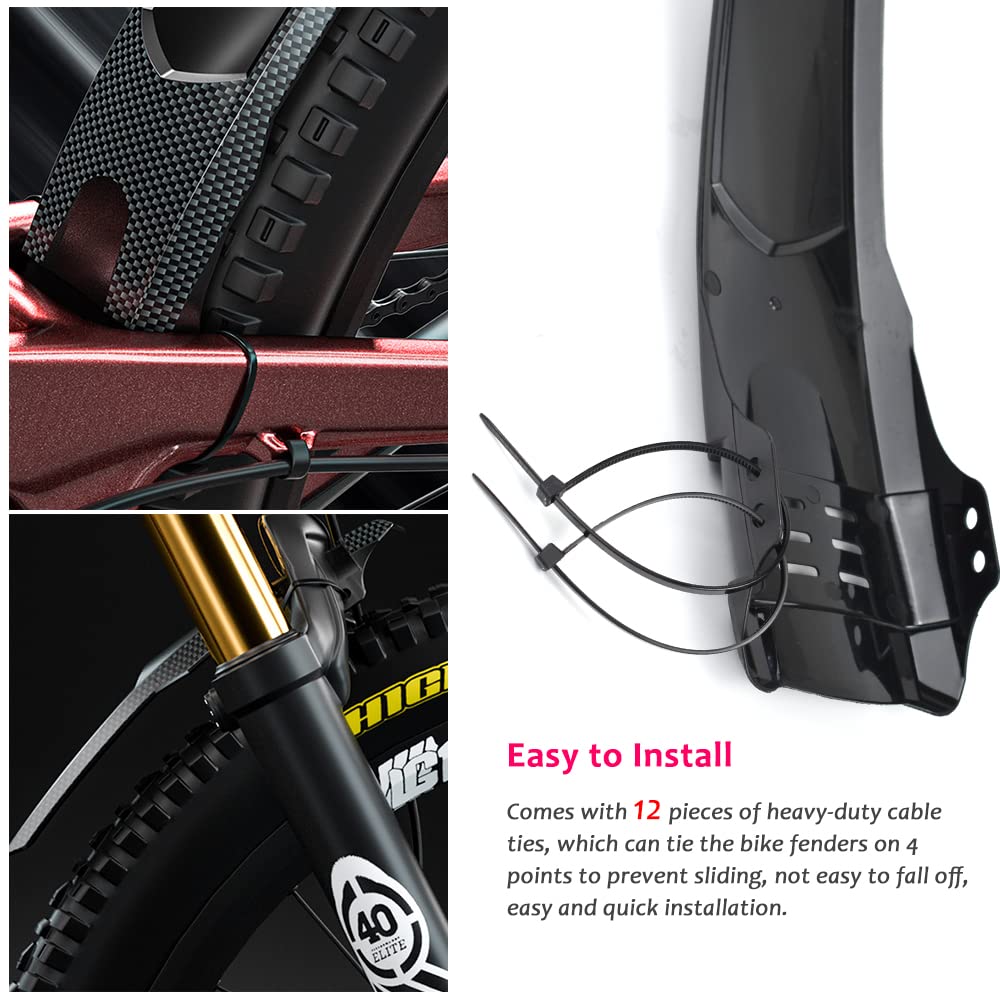BEENOPT 2 PCs Universal Mountain Bike Fender, MTB Bicycle Fenders Rear + Front Mountain Bike Mud Guard Fender Set, 11.4" Length 3.5" Width