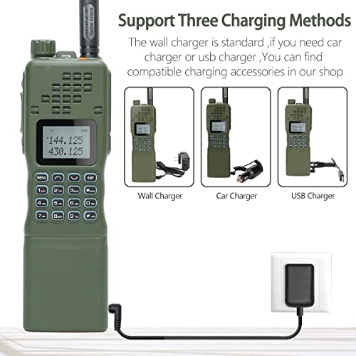 Baofeng AR-15210W High Power Ham Radio Portable Tactical Two Way Radio Long Range Walkie Talkie 12000mAh Battery Full Kits (Green)