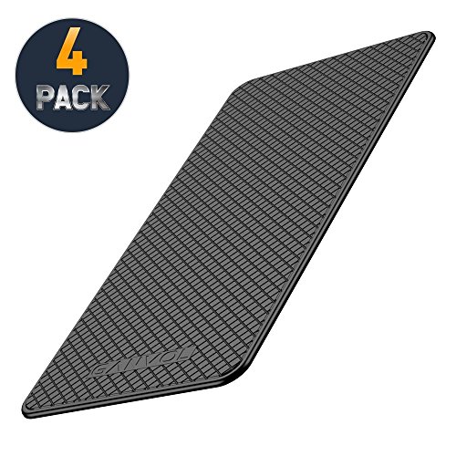 Ganvol 4 Pack Anti-Slip Sticky Pads 5.3 x 2.7 in, Dashboard Cell Phone Holder, Car Dash Non-Slip Radar Detector Mat, Slide Proof, Heat Resistant Don't Melt Under Hot Sun, Reusable After Washing
