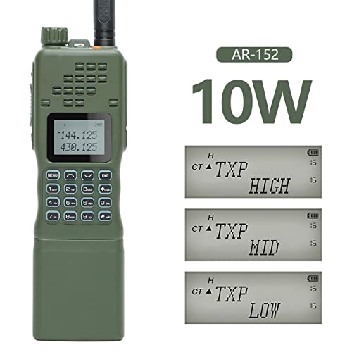 Baofeng AR-15210W High Power Ham Radio Portable Tactical Two Way Radio Long Range Walkie Talkie 12000mAh Battery Full Kits (Green)