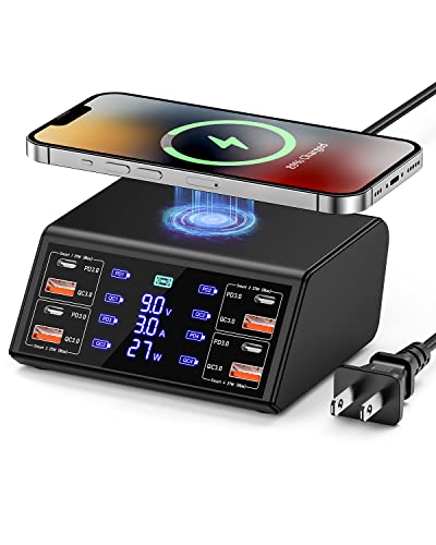 LMAIVE USB Charging Station, 100W Charging Station, 8-Ports Charging Station for Multiple Devices, Multi USB Charger Station, USB C Charging Station Compatible with iPhone, iPad, Samsung, Huawei