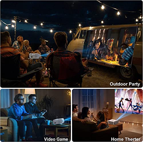 Mini Projectorwith 100" Screen, HOMPOW Portable Projector, Native 720P Outdoor Movie Projector 7500Lux, Home Theater Projector Compatible with HDMI VGA USB TF AV for Home