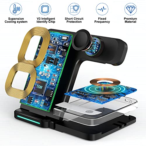 ๐ฎ๐ฌ๐ฎ๐ฏ ๐ก๐ฒ๐ Wireless Charger 3 in 1,Wireless Charging Station, Fast Charger Stand for Multiple Devices Apple iPhone 14/13/12/11/Pro/Max/XS/XR/X/8/Plus, for iWatch 7/6/5/4/3/2/SE, AirPods 3/2/Pro