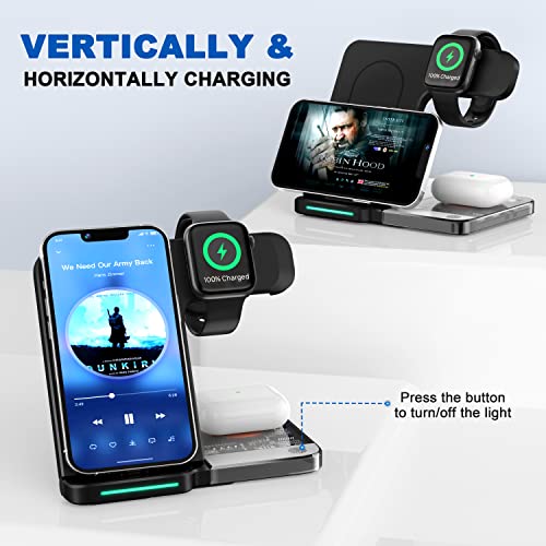 ๐ฎ๐ฌ๐ฎ๐ฏ ๐ก๐ฒ๐ Wireless Charger 3 in 1,Wireless Charging Station, Fast Charger Stand for Multiple Devices Apple iPhone 14/13/12/11/Pro/Max/XS/XR/X/8/Plus, for iWatch 7/6/5/4/3/2/SE, AirPods 3/2/Pro