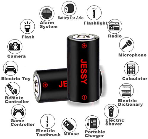 JESSY 12 Pack CR123A Lithium Batteries, 3.7V 750mAh Rechargeable Batteries for Arlo Wireless Cameras VMC3030 VMK3200 VMS3330 3430 3530 and Flashlight Polaroid Microphone