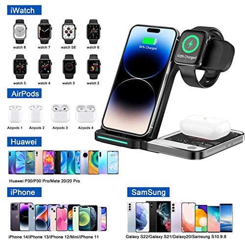 ๐ฎ๐ฌ๐ฎ๐ฏ ๐ก๐ฒ๐ Wireless Charger 3 in 1,Wireless Charging Station, Fast Charger Stand for Multiple Devices Apple iPhone 14/13/12/11/Pro/Max/XS/XR/X/8/Plus, for iWatch 7/6/5/4/3/2/SE, AirPods 3/2/Pro