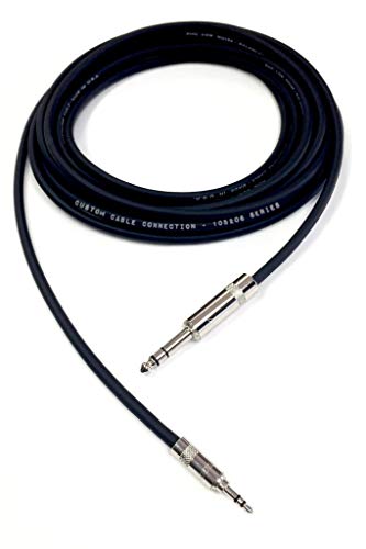 1 Foot Pro Audio 1/4 inch (6.35mm) TRS to 1/8 inch (3.5mm) TRS Balanced Cable by Custom Cable Connection