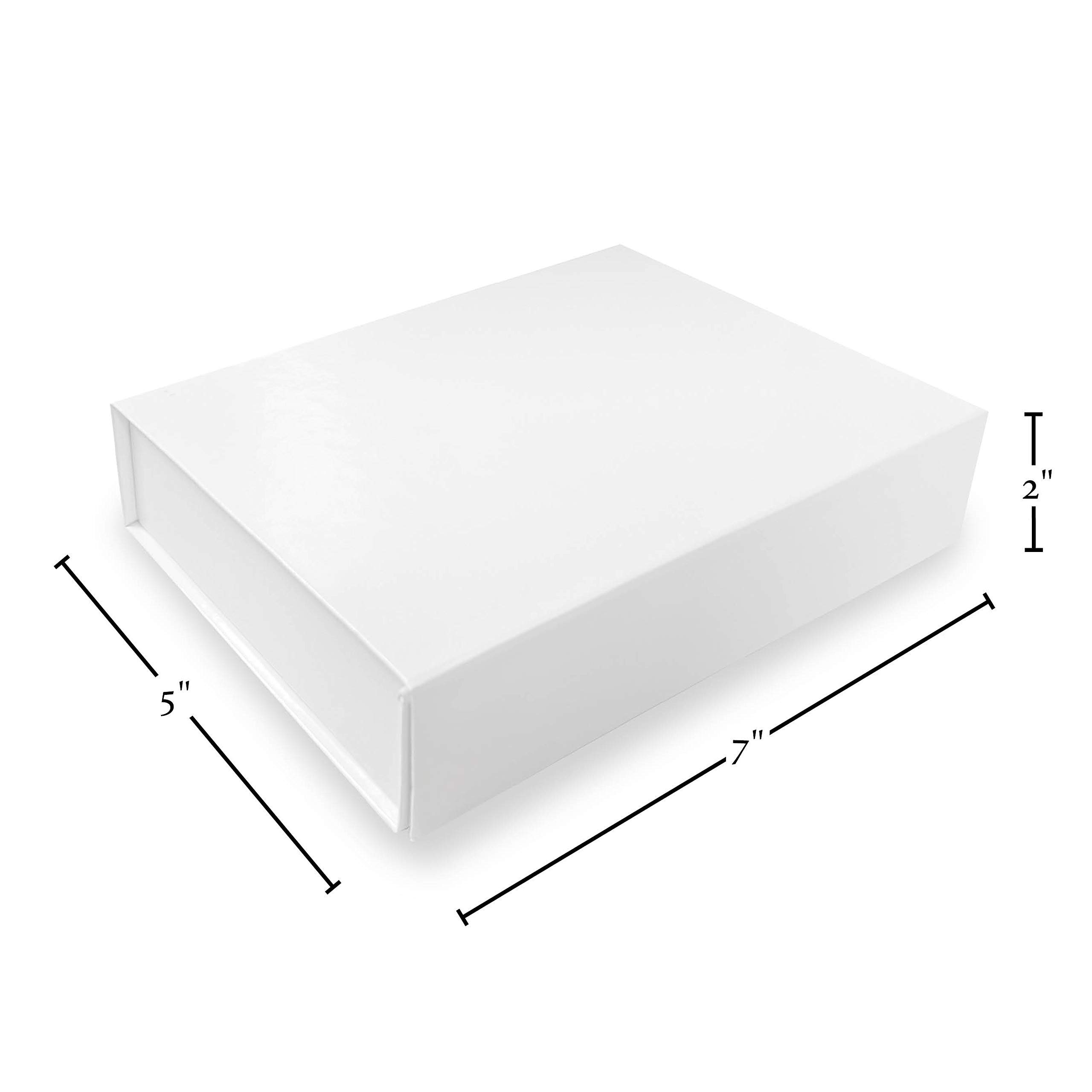 Purple Q Crafts White Hard Gift Box with Magnetic Closure Lid 7 inch x 5 inch x 1.6 inch Rectangle Small Boxes For Gifts With White Glossy Finish (2 Boxes), 1 Count (Pack of 2)