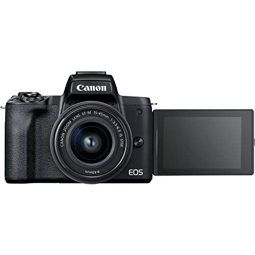 Camera Bundle for Canon EOS M50 Mark II Mirrorless Camera Black with EF-M 15-45mm F/3.5-6.3 is STM Lens + Accessories Pack (64GB, Gadget Case, Flash, and More) (Renewed)