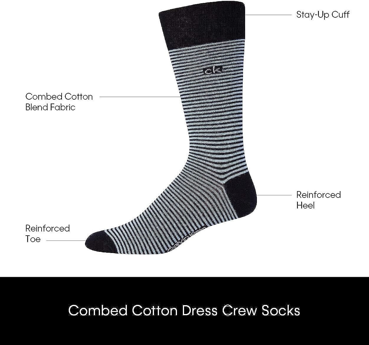 Calvin Klein Men's Dress Socks - 8 Pack Breathable Cotton Mid Crew Socks - Casual Long Work Socks for Men (Sizes 7-12), Size 7-12, Greynavy
